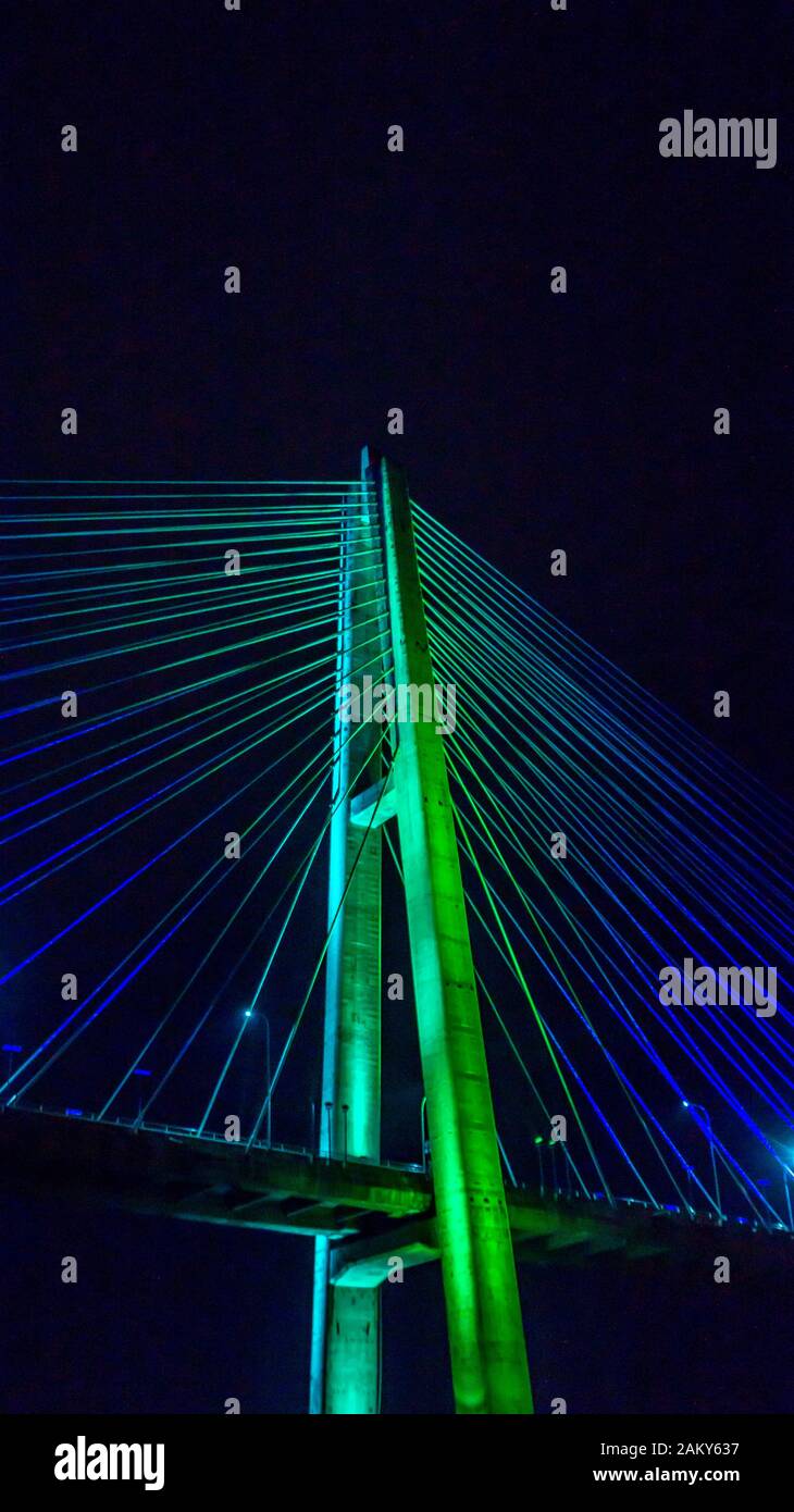 Mahkota bridge with beautiful lights, Samarinda Stock Photo - Alamy