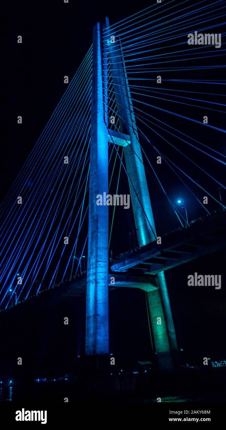 Mahkota bridge with beautiful lights, Samarinda Stock Photo - Alamy
