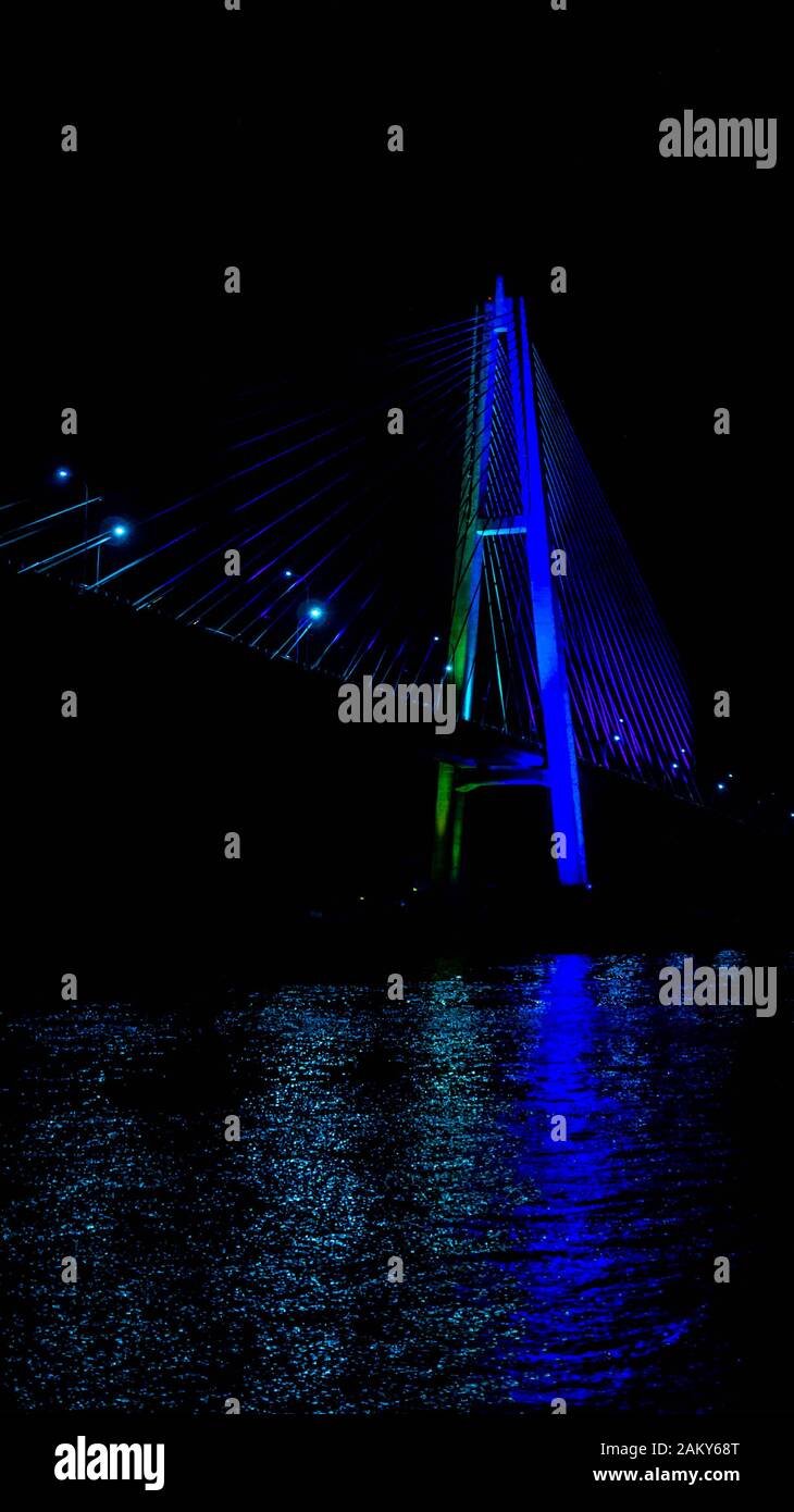 Mahkota bridge with beautiful lights, Samarinda Stock Photo - Alamy