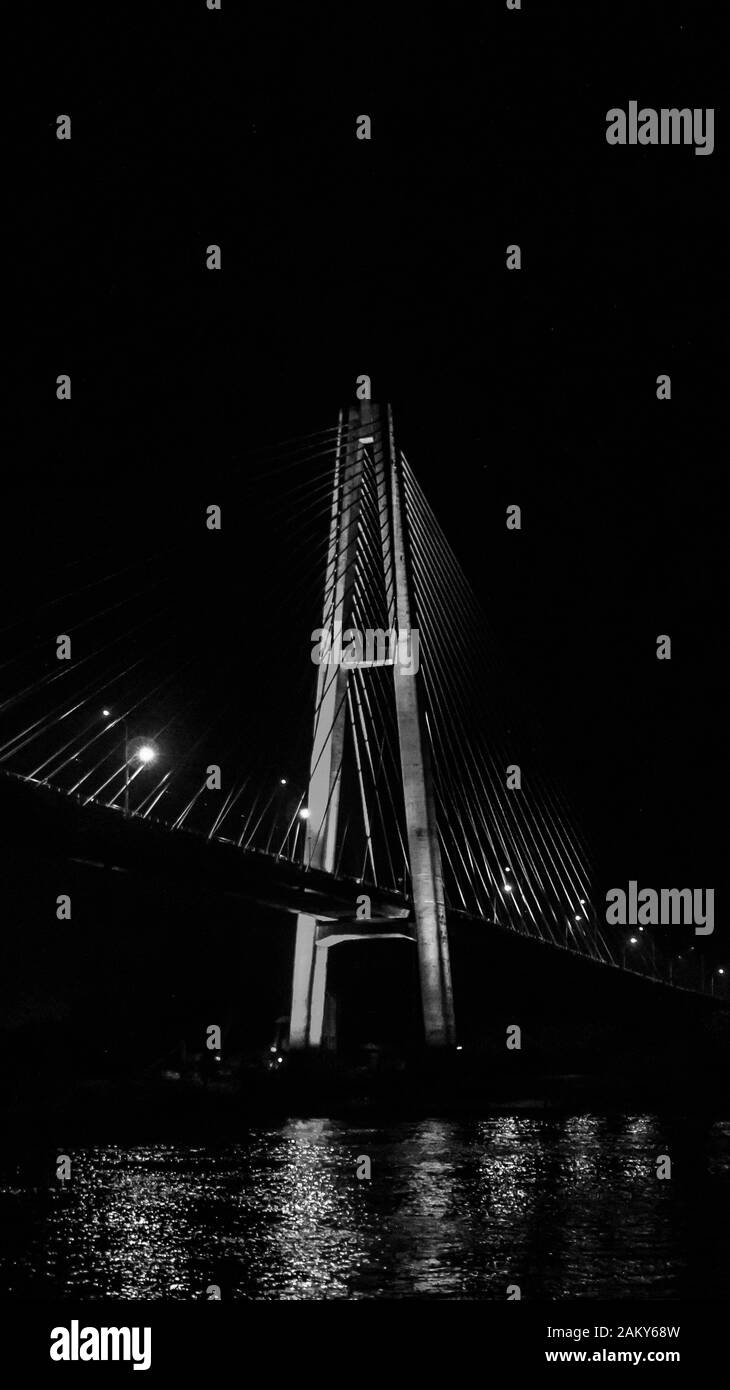 Mahkota bridge with beautiful lights, Samarinda Stock Photo - Alamy