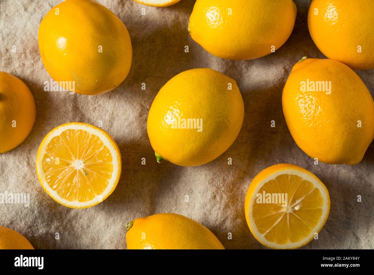 Raw Yellow Organic Meyer Lemons in a Bunch Stock Photo - Alamy