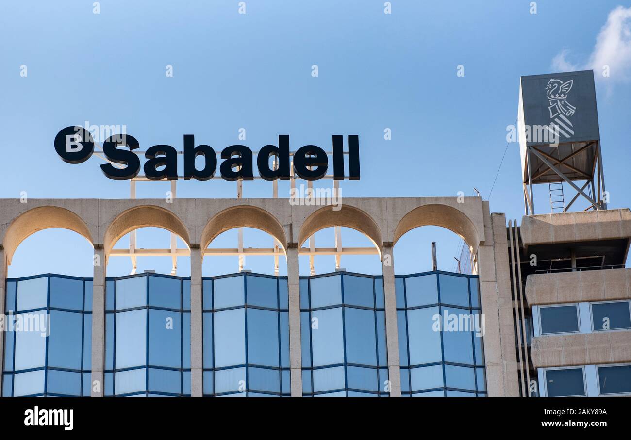 Fifth-largest Spanish banking group Sabadell logo seen in Spain Stock ...