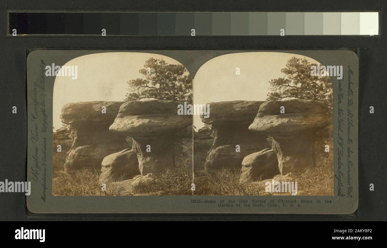 Some of the odd forms of chiseled stone in the Garden of the Gods, Colo ...