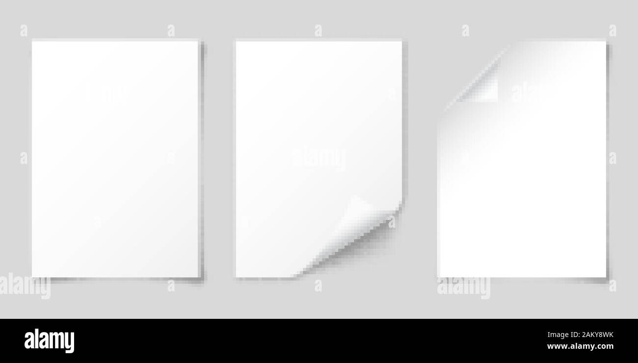 Realistic blank paper sheet with shadow in A4 format isolated on gray ...