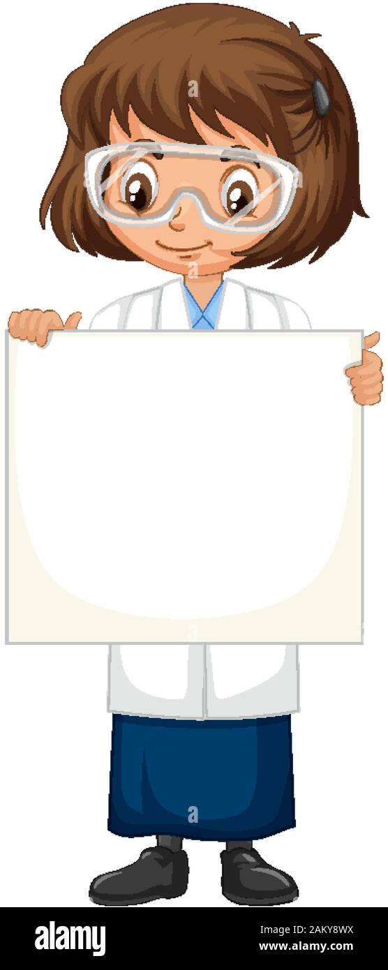 Science student holding sign on isolated background illustration Stock ...