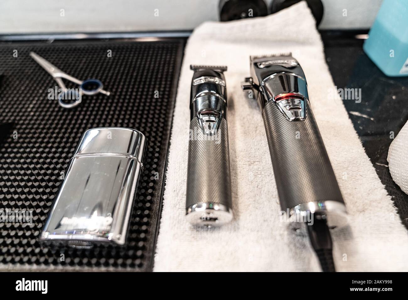 Working tools of the hairdresser. Man haircut Stock Photo - Alamy