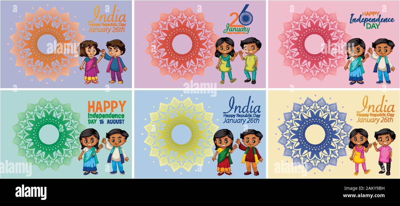 India holiday poster designs in different colors illustration Stock ...