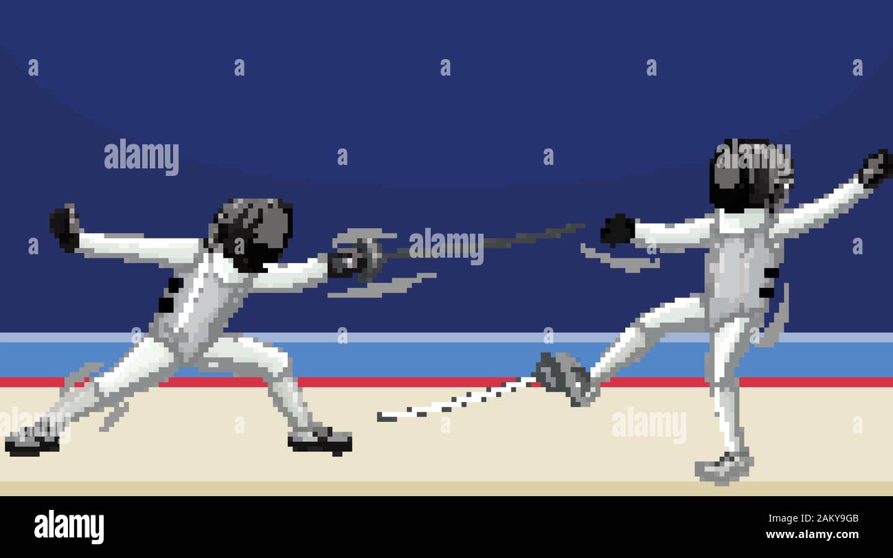 Scene with people doing fencing illustration Stock Vector Image & Art ...