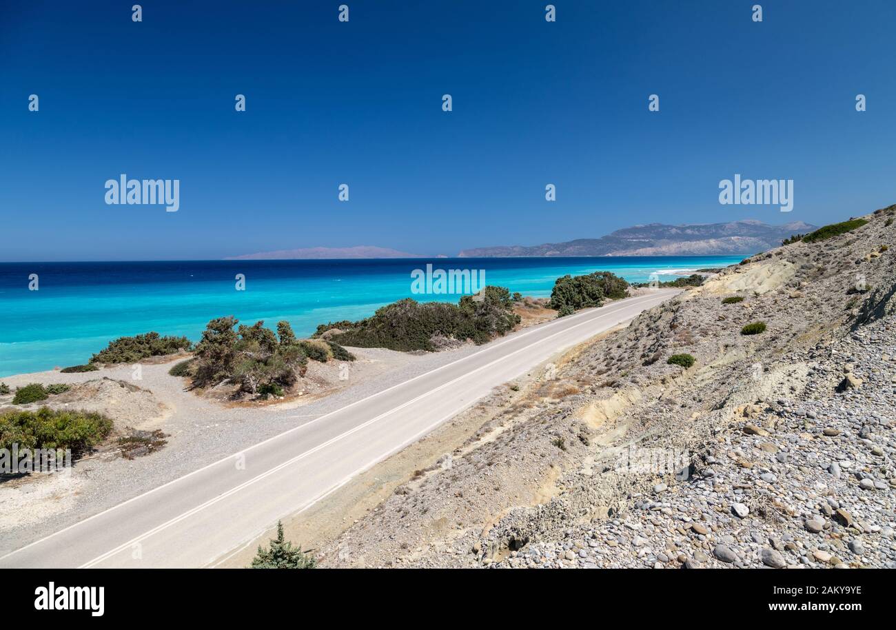 Gravel / pebble beach at the southwest coast of Rhodes island near ...