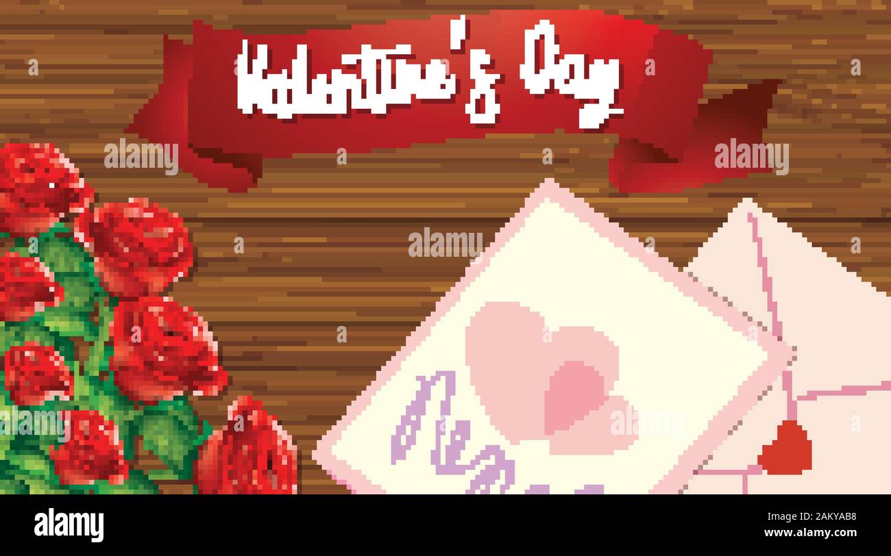 Valentine theme with love letters and roses illustration Stock Vector ...