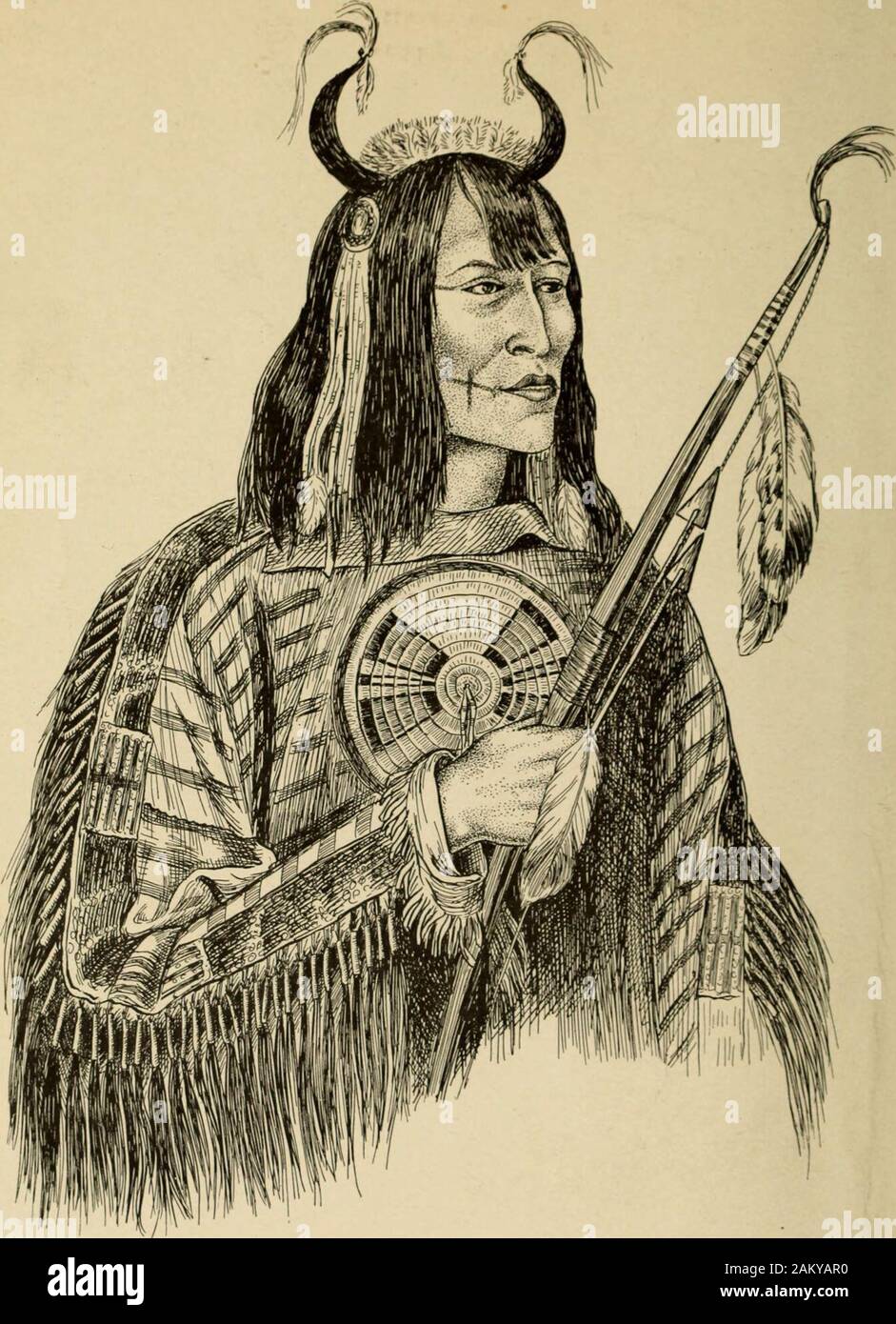 North American Indians of the Plains . 100074428. Assiniboin Warriob ...