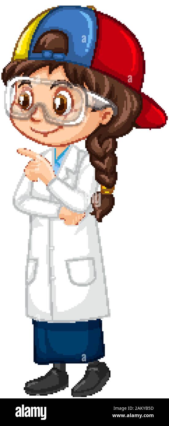 Girl in science gown on isolated background illustration Stock Vector ...