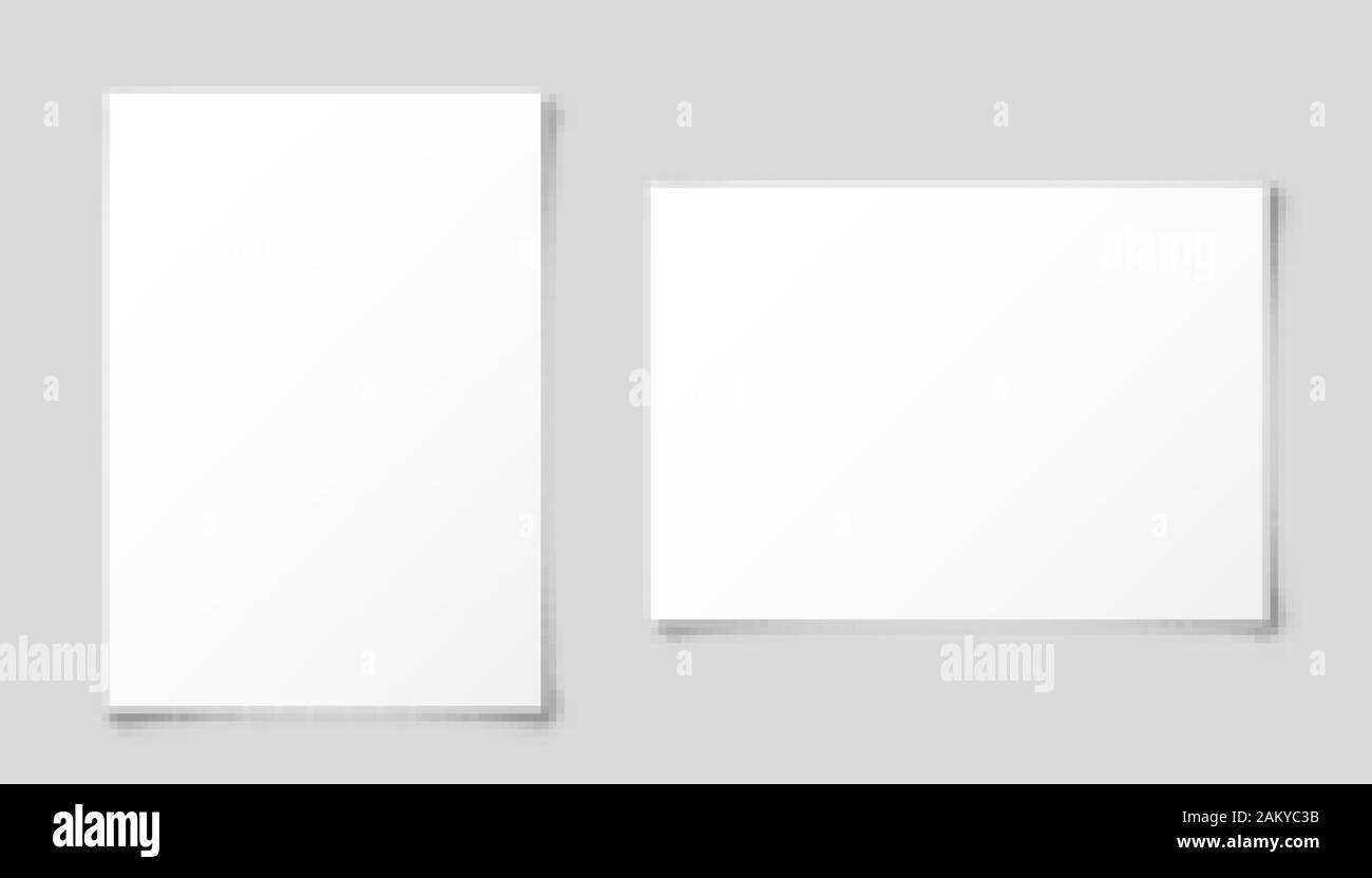 Realistic blank paper sheet with shadow in A4 format isolated on gray ...