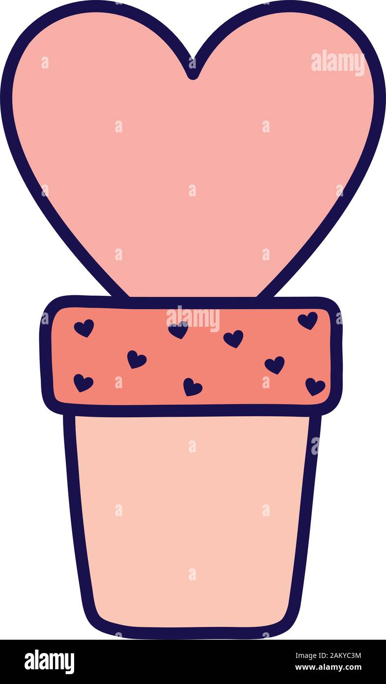 happy valentines day potted heart love card vector illustration Stock ...