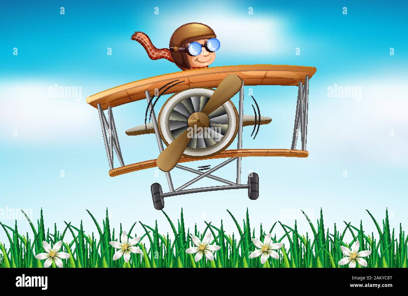 Scene with airplane flying in the sky illustration Stock Vector Image ...