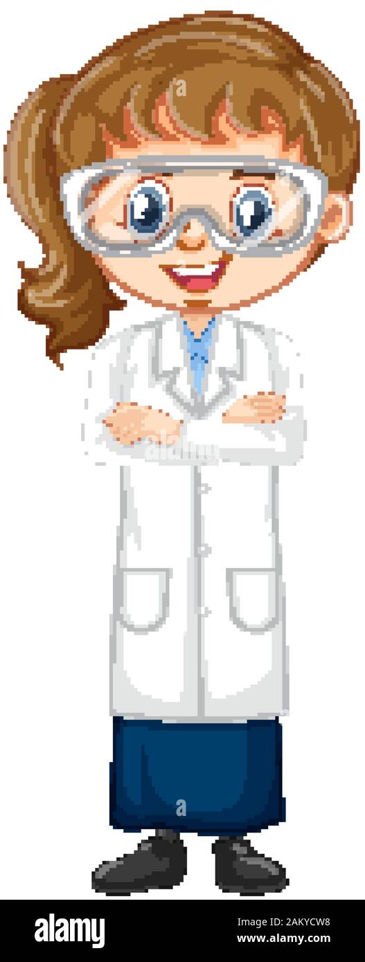 Girl in science gown on white background illustration Stock Vector ...
