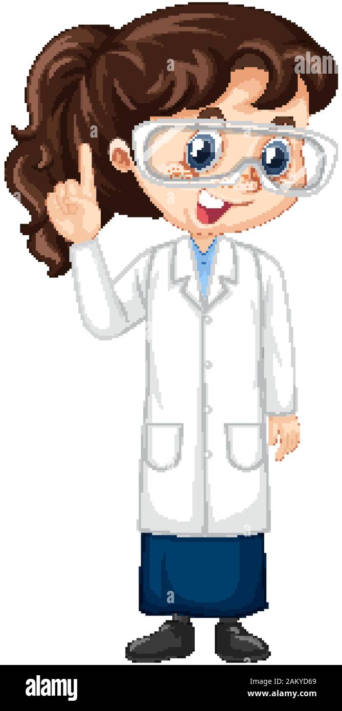 Girl in science gown on isolated background illustration Stock Vector ...