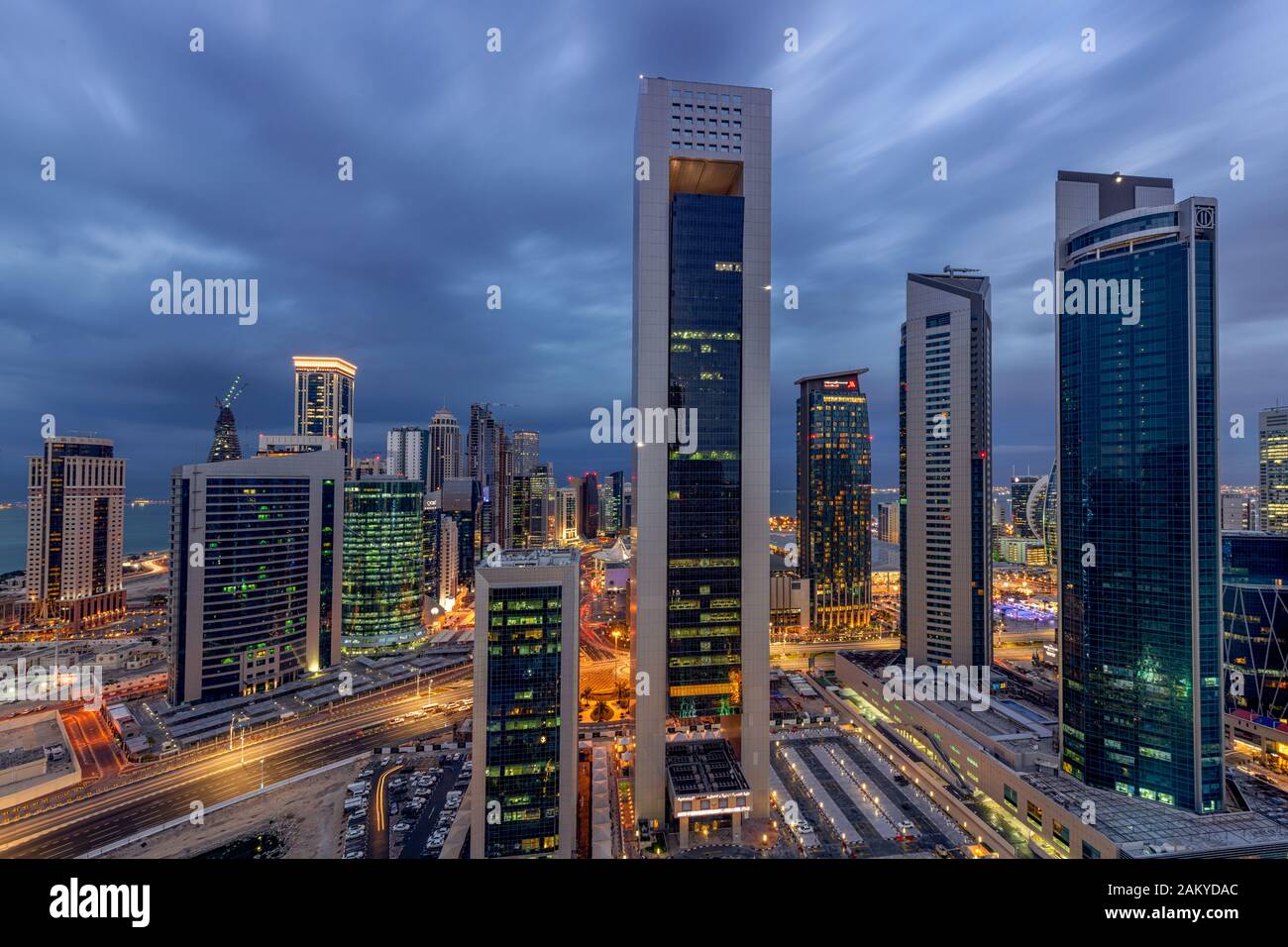 Beautiful Cityscape View of West bay Area. Doha Buildings Aerial View ...