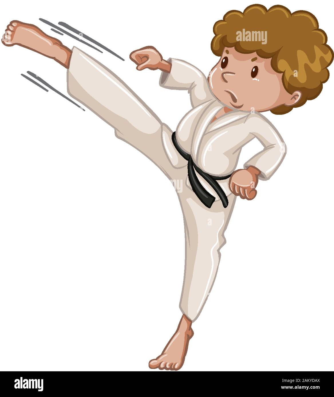 Athlete doing karate kick on white background illustration Stock Vector ...