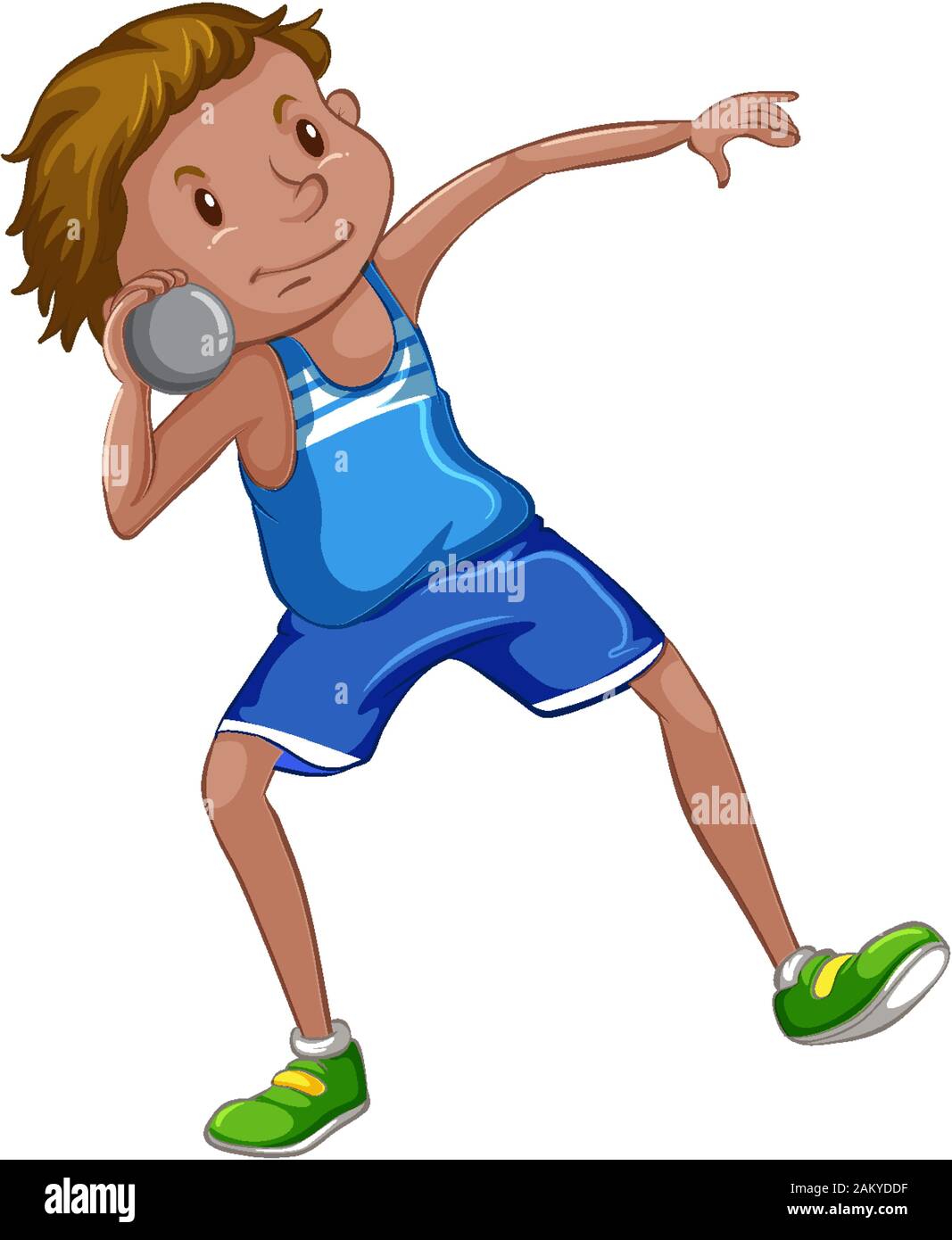 Athlete doing shot put on white background illustration Stock Vector ...