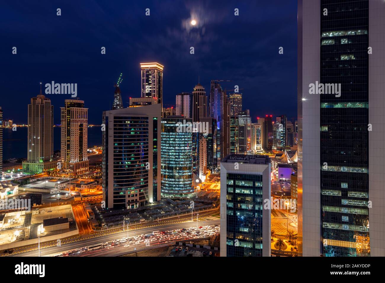 Beautiful Cityscape View of West bay Area. Doha Buildings Aerial View ...