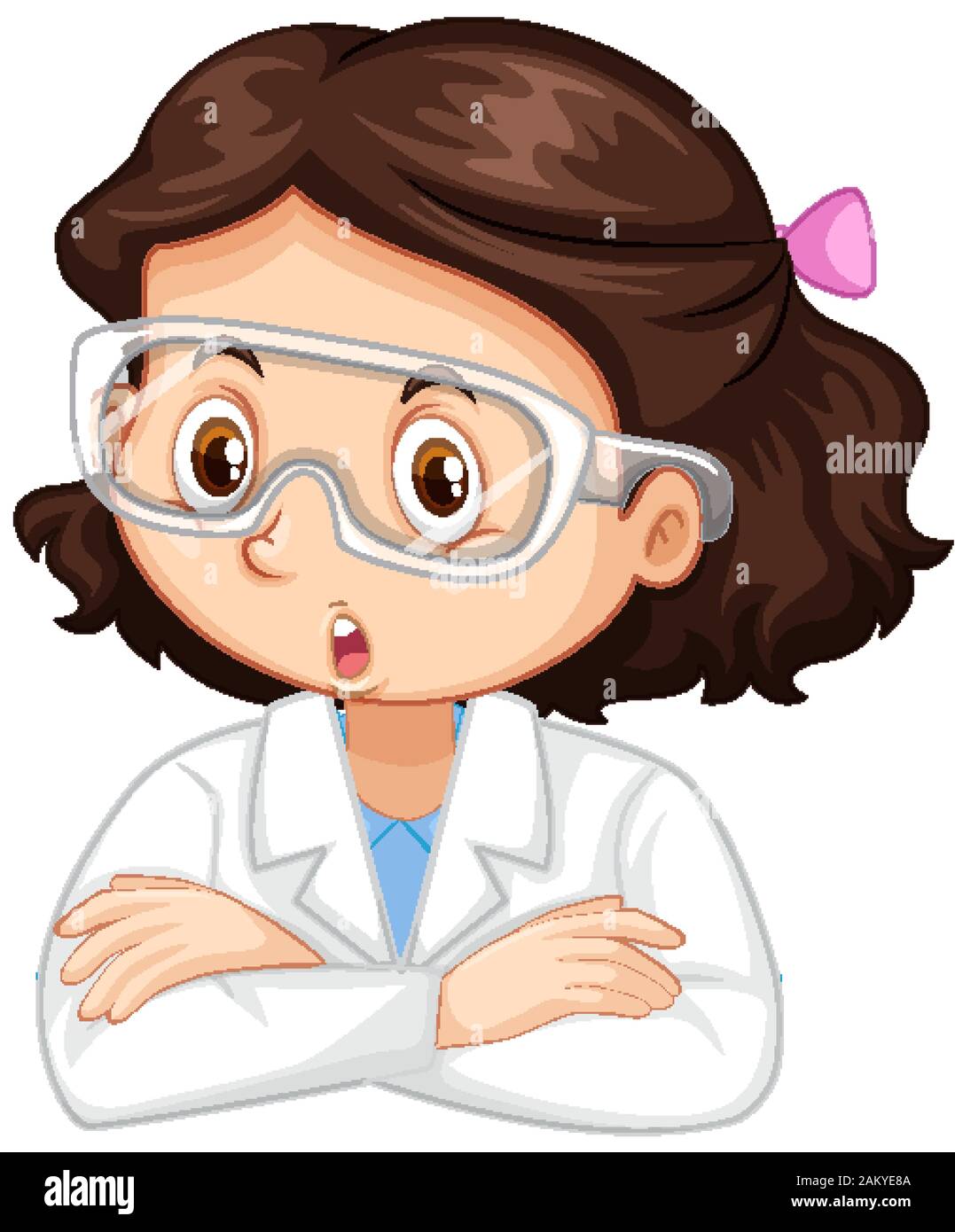 Girl in science gown on white background illustration Stock Vector ...