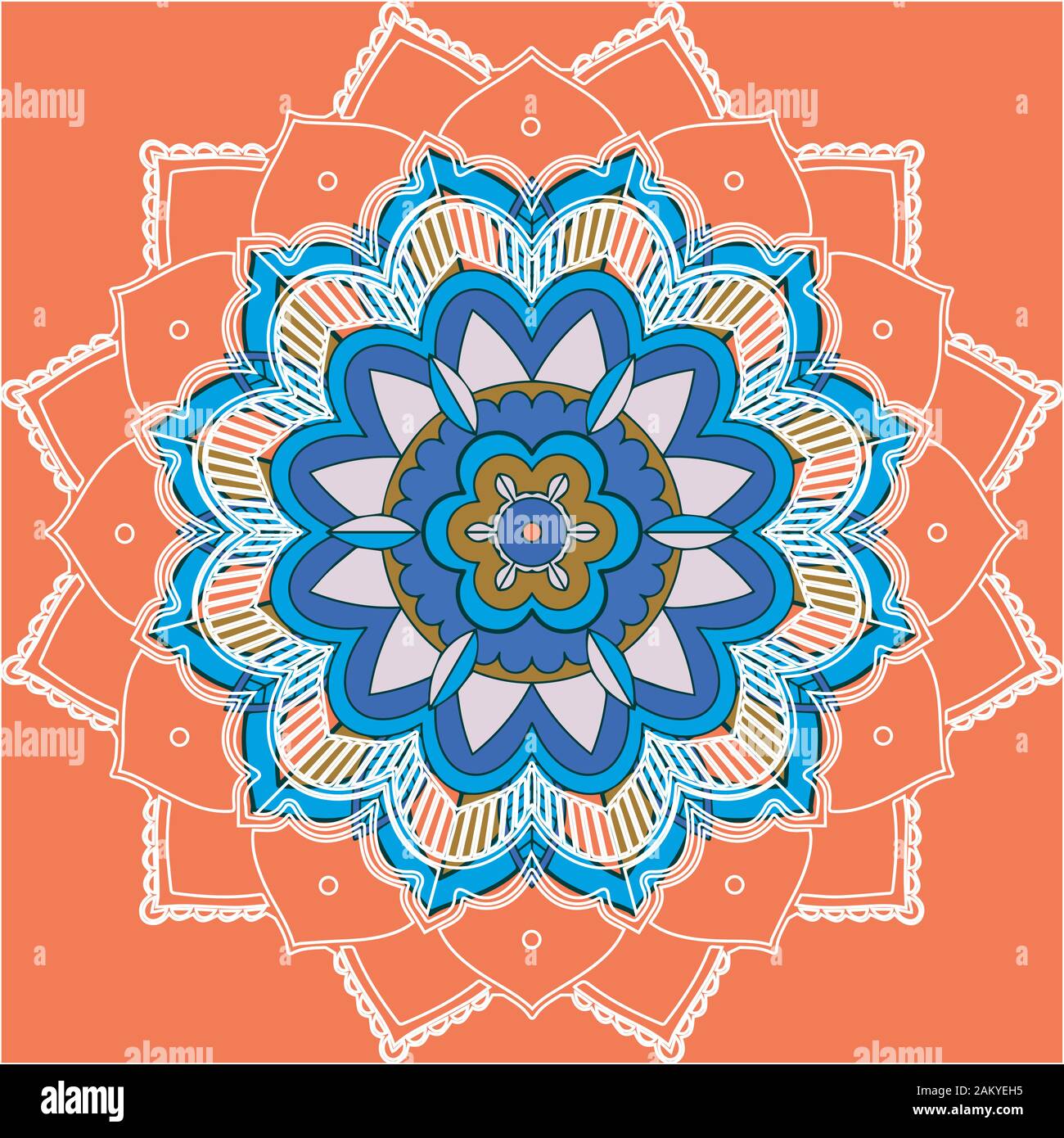 Mandala patterns on orange background illustration Stock Vector Image ...