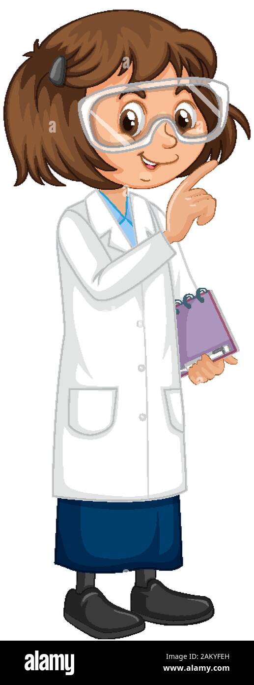Girl in science gown on isolated background illustration Stock Vector ...