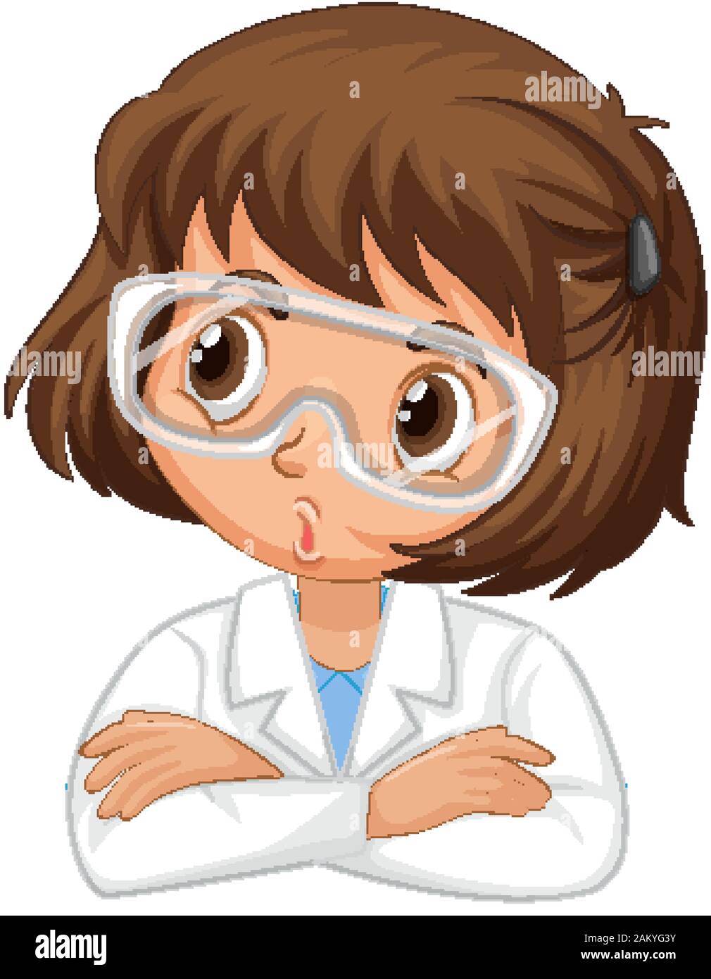 Girl in lab gown on isolated background illustration Stock Vector Image ...