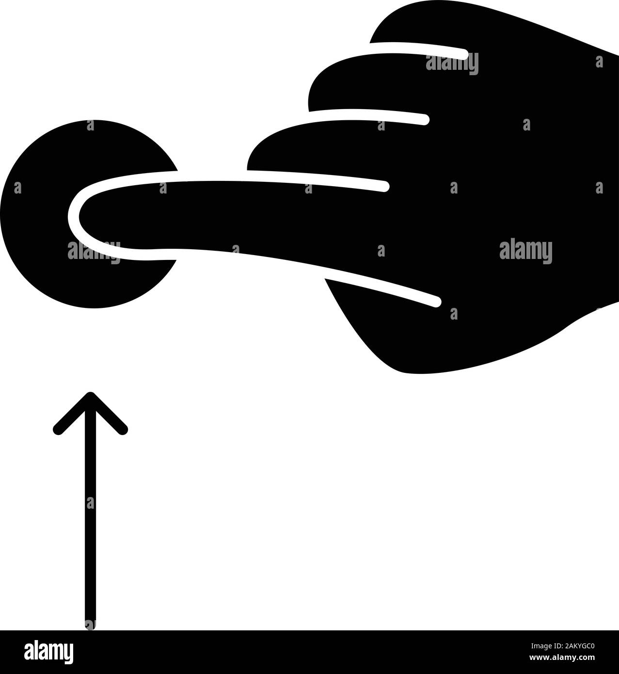 Vertical scroll up gesture glyph icon. Touchscreen gesturing. Human ...