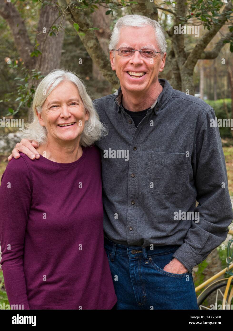 Outdoor portrait of adult senior married couple Stock Photo - Alamy