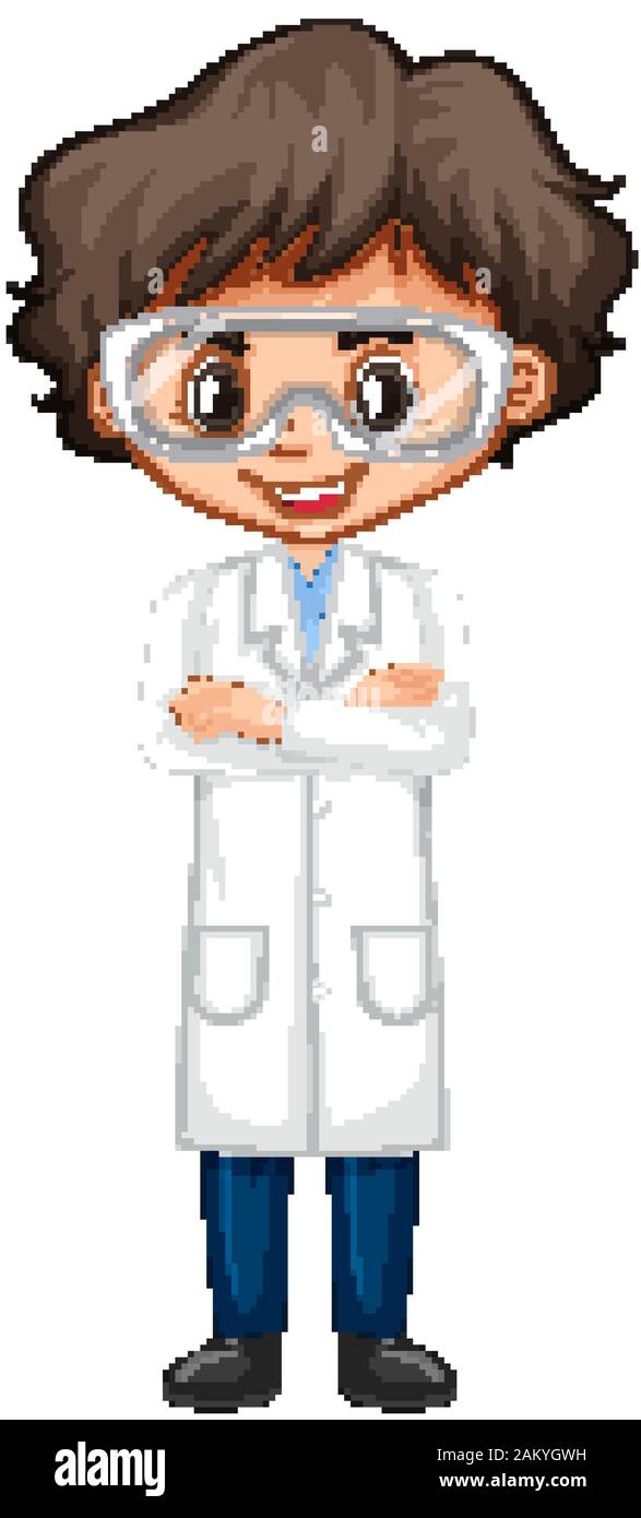 Boy in science gown on white background illustration Stock Vector Image ...