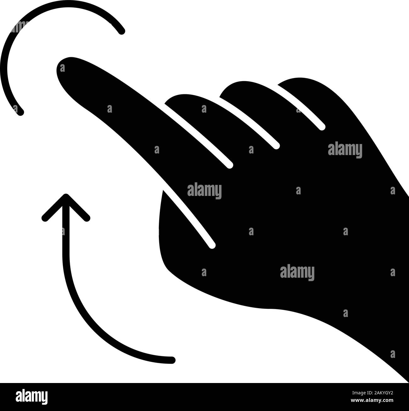 Flick up gesture glyph icon. Touchscreen gesturing. Human hand and ...