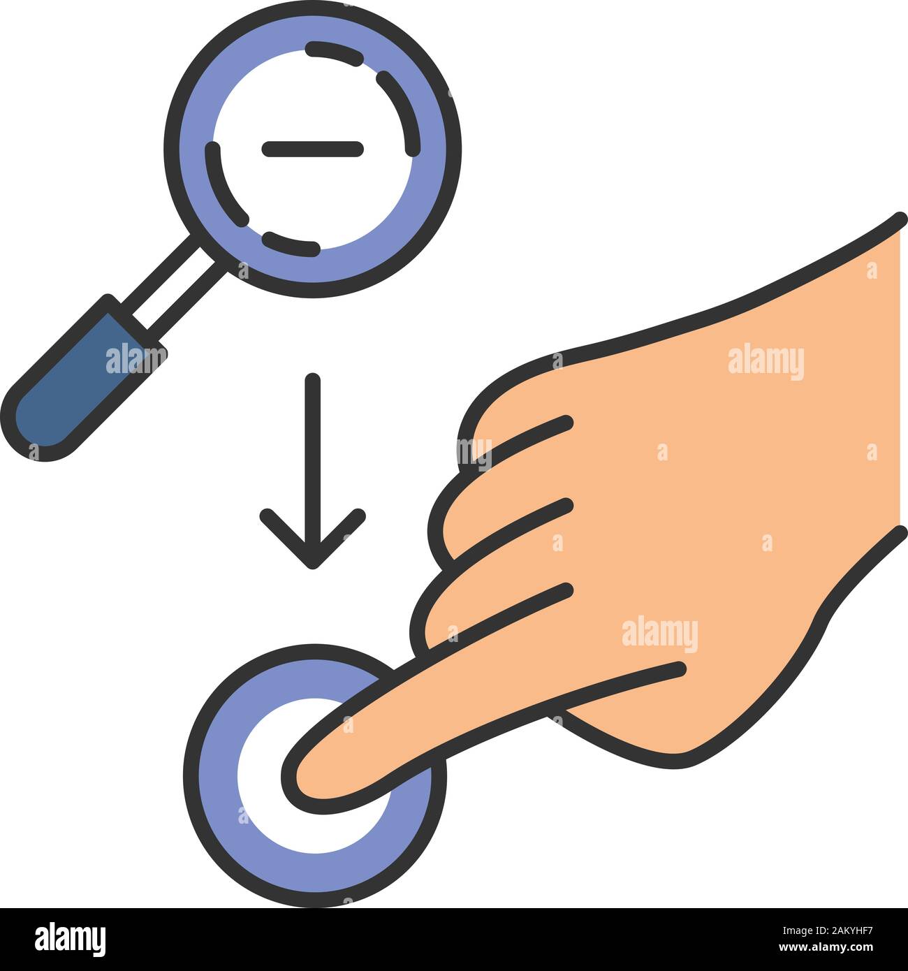 Zoom out vertical gesturing color icon. Touchscreen gesture. Human hand ...