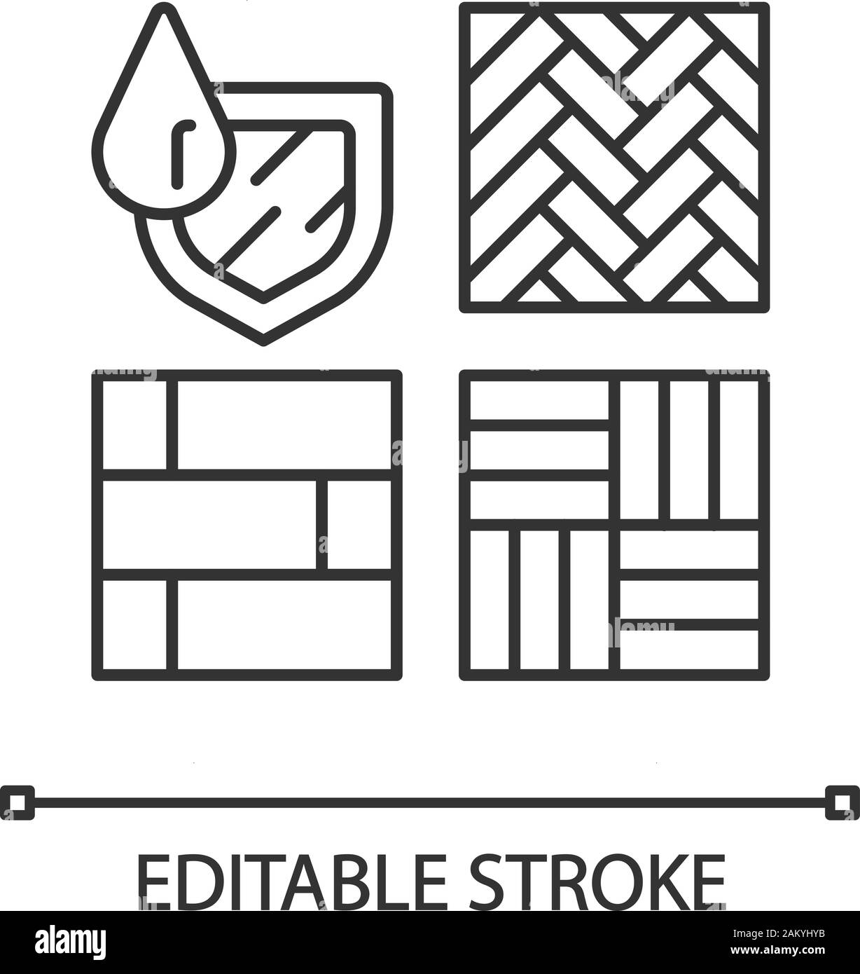 Waterproof flooring linear icon. Water resistant laminate. Hydrophobic ...