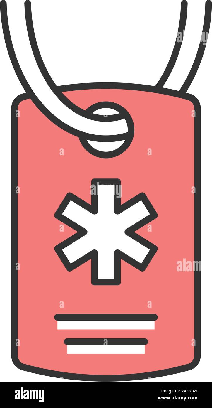 Medical alert ID necklace color icon. First aid, emergency, ambulance ...