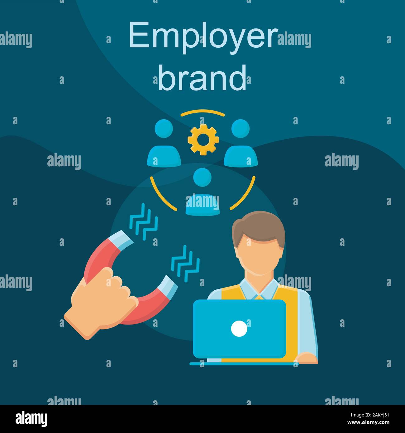 Employer brand flat concept vector icon. Right candidates attraction ...