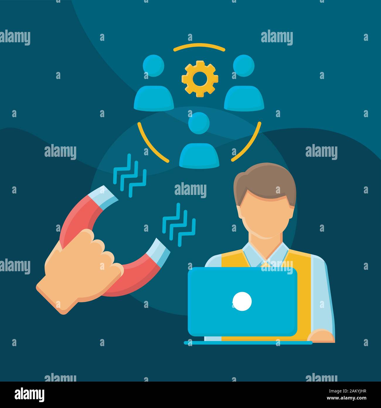 Employer brand flat concept vector icon. Recruiting idea cartoon color ...