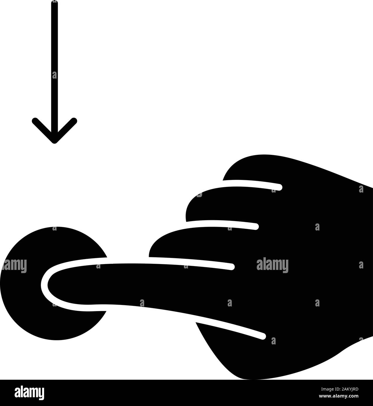 Vertical scroll down gesture glyph icon. Touchscreen gesturing. Human ...