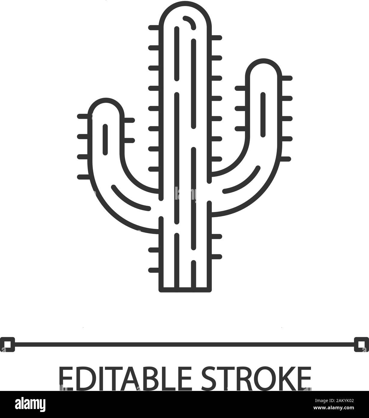 Saguaro cactus linear icon. Arizona state wildflower. Mexican tequila ...