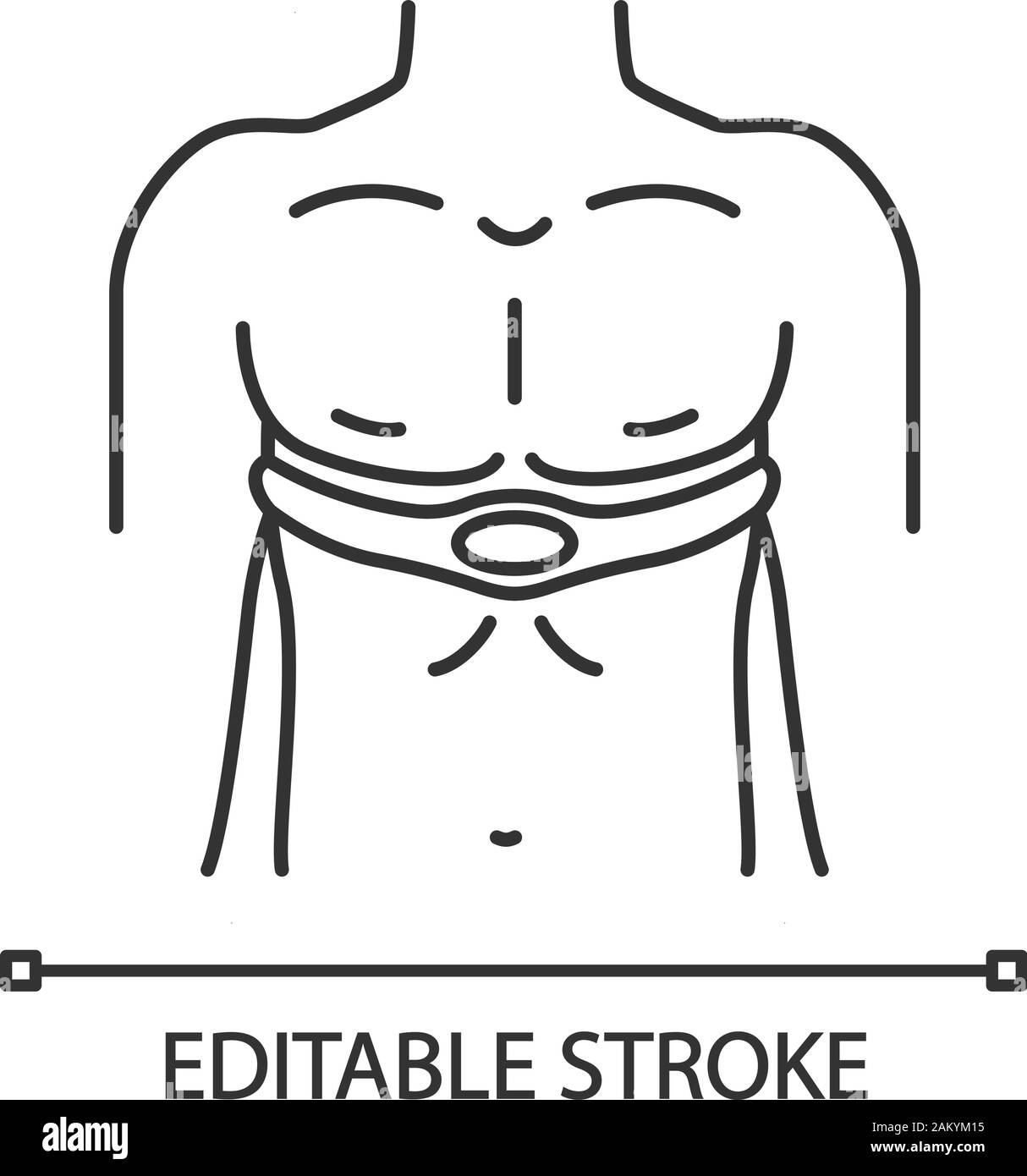 Electrical muscle stimulator linear icon. Heart rate, pulse monitor. Myostimulation. Muscle ...