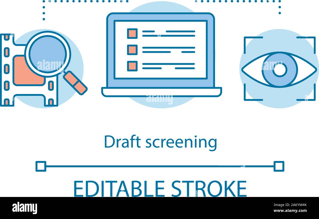 Film draft screening concept icon. Video preview idea thin line ...