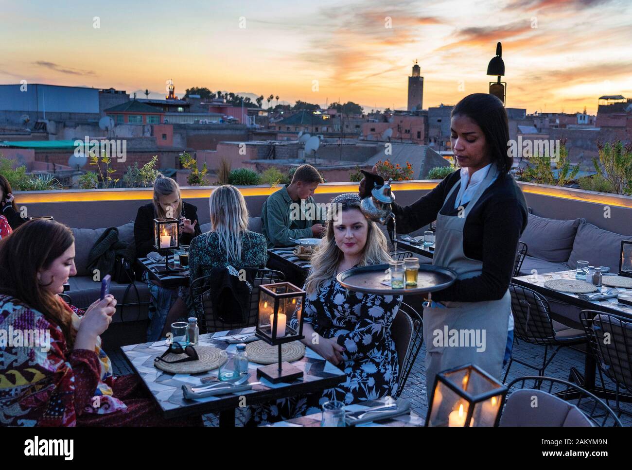 Nomad rooftop restaurant at the Place des Épices,Marrakech Stock Photo - Alamy