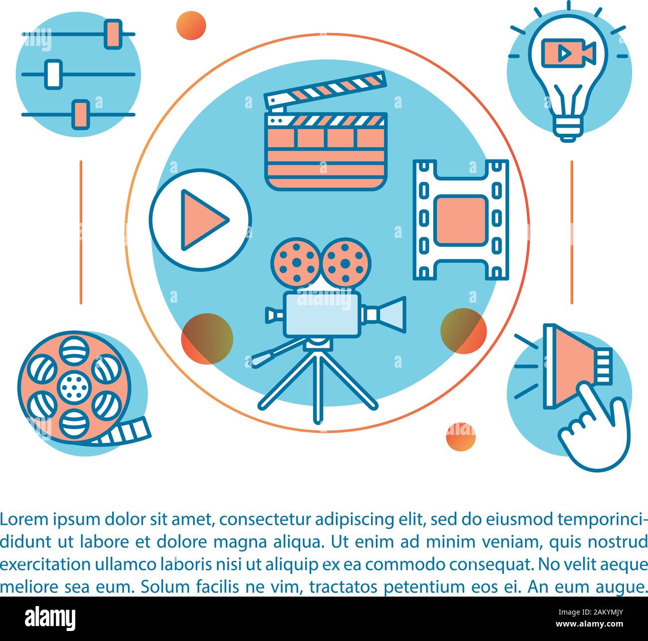 Video production article page vector template. Film making process ...