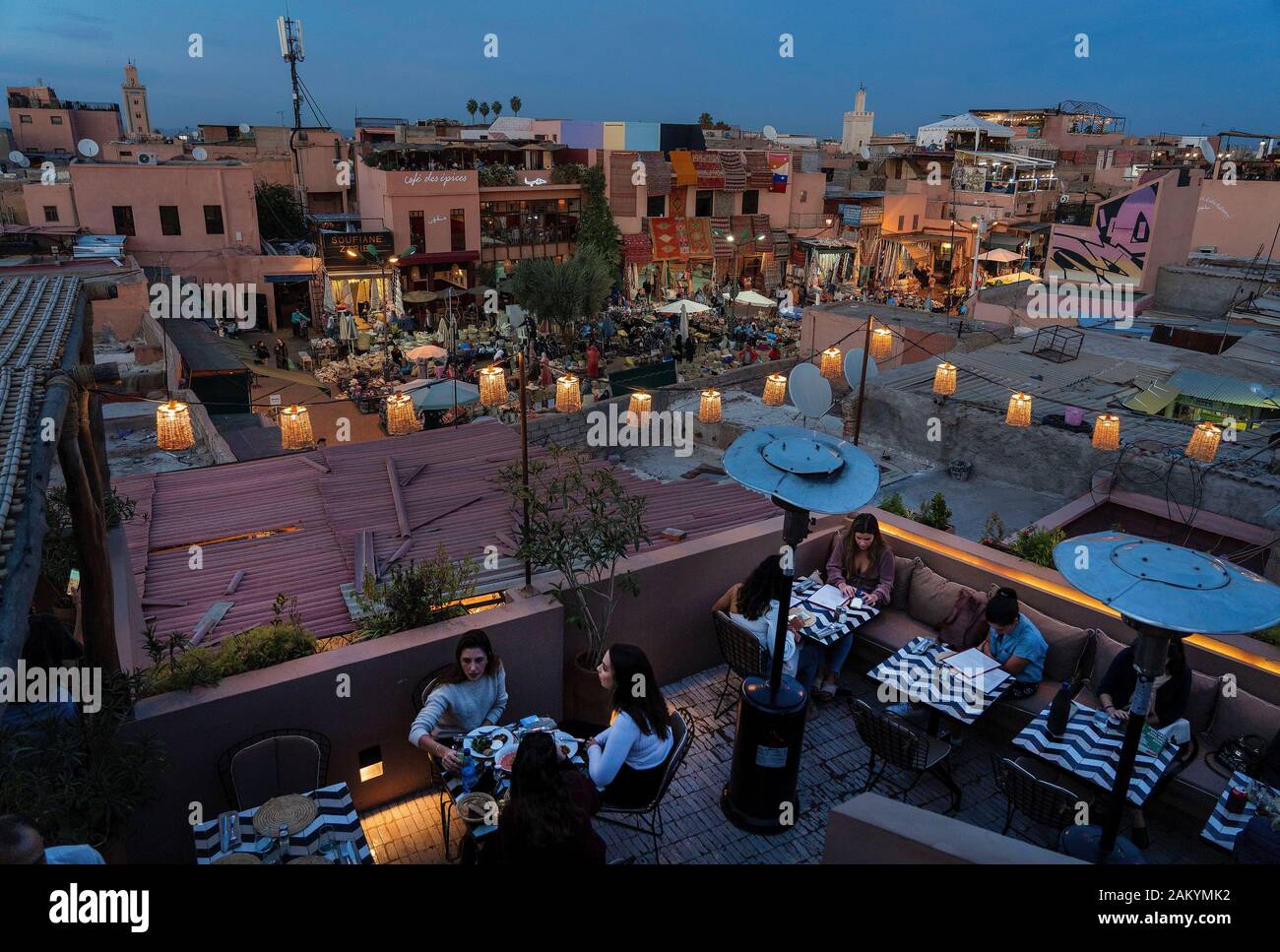 Nomad restaurant on Place des Épices,Marrakech Stock Photo - Alamy