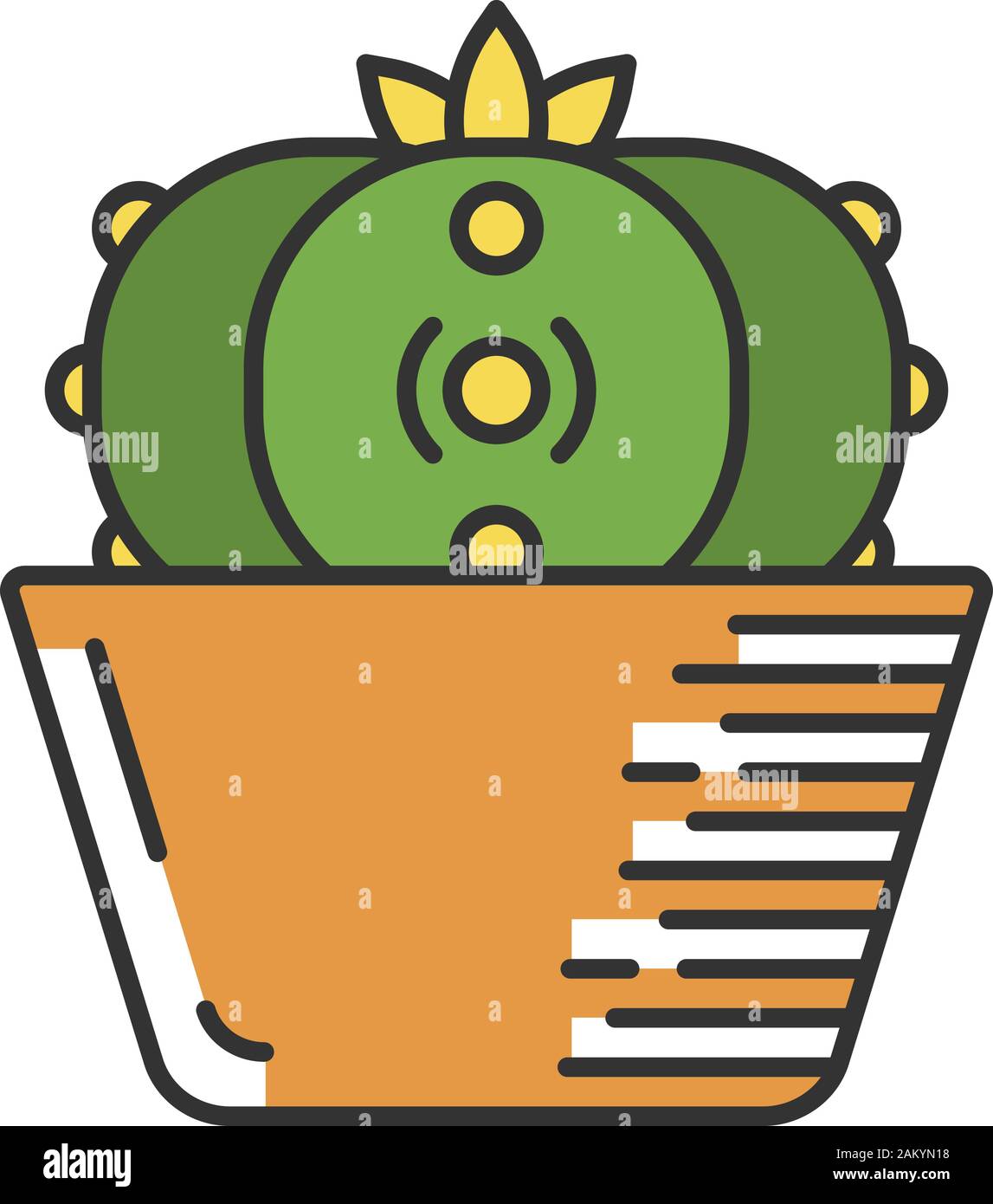 Peyote cactus in pot color icon. Lophophora. Mescal button. Garden ...