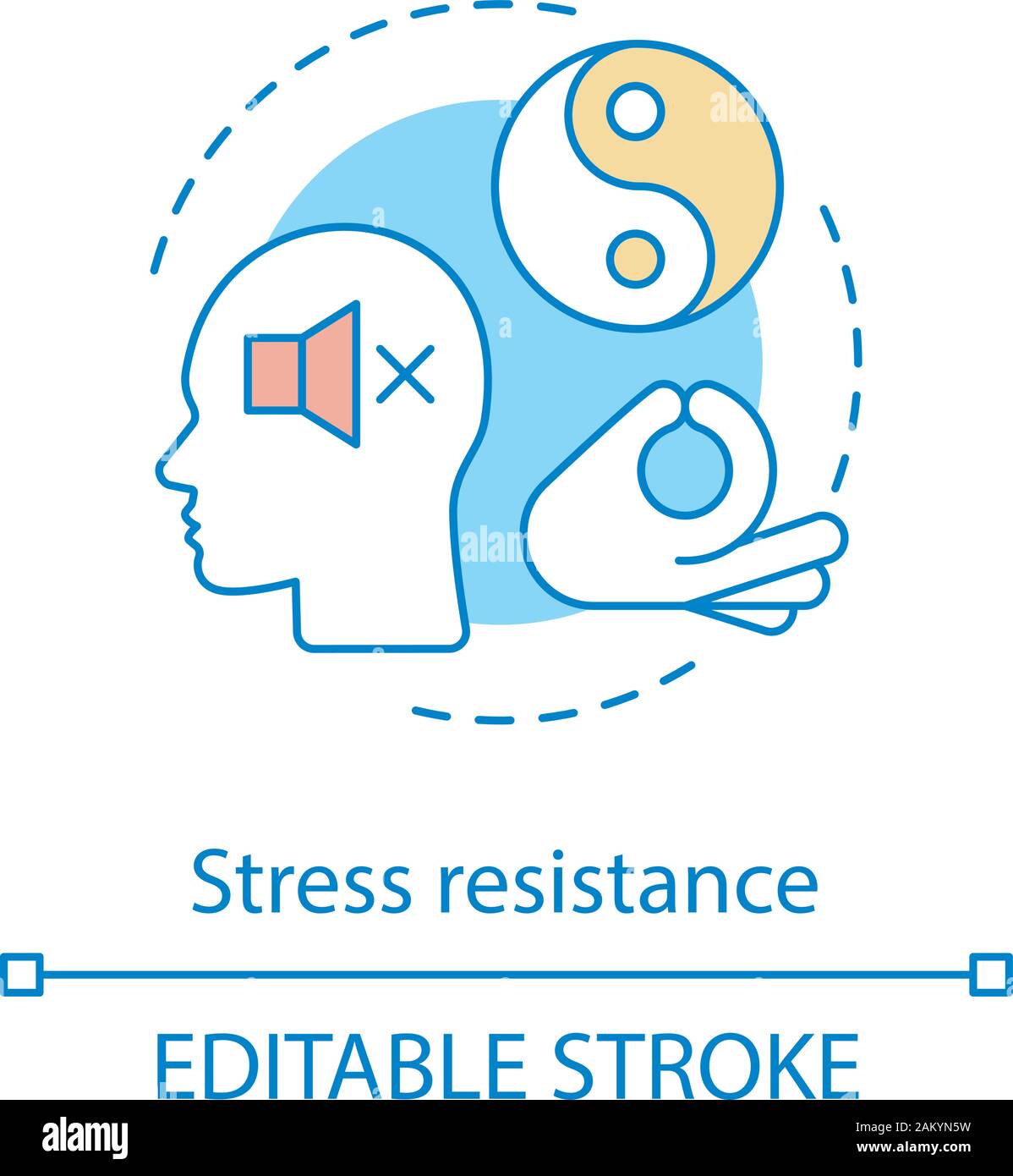 Stress resistance concept icon. Contemplation. Mindfulness. Calm and ...