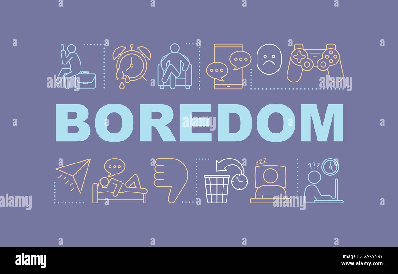 Boredom word concepts banner. Wasting of time. Apathy. Sad person ...