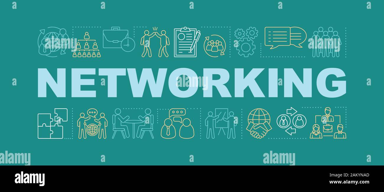 Networking word concepts banner. Team building. Negotiations. Business ...