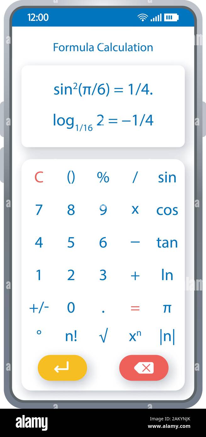 Formula calculation smartphone interface vector template. Mobile ... Formula calculation smartphone interface vector template. Mobile ...